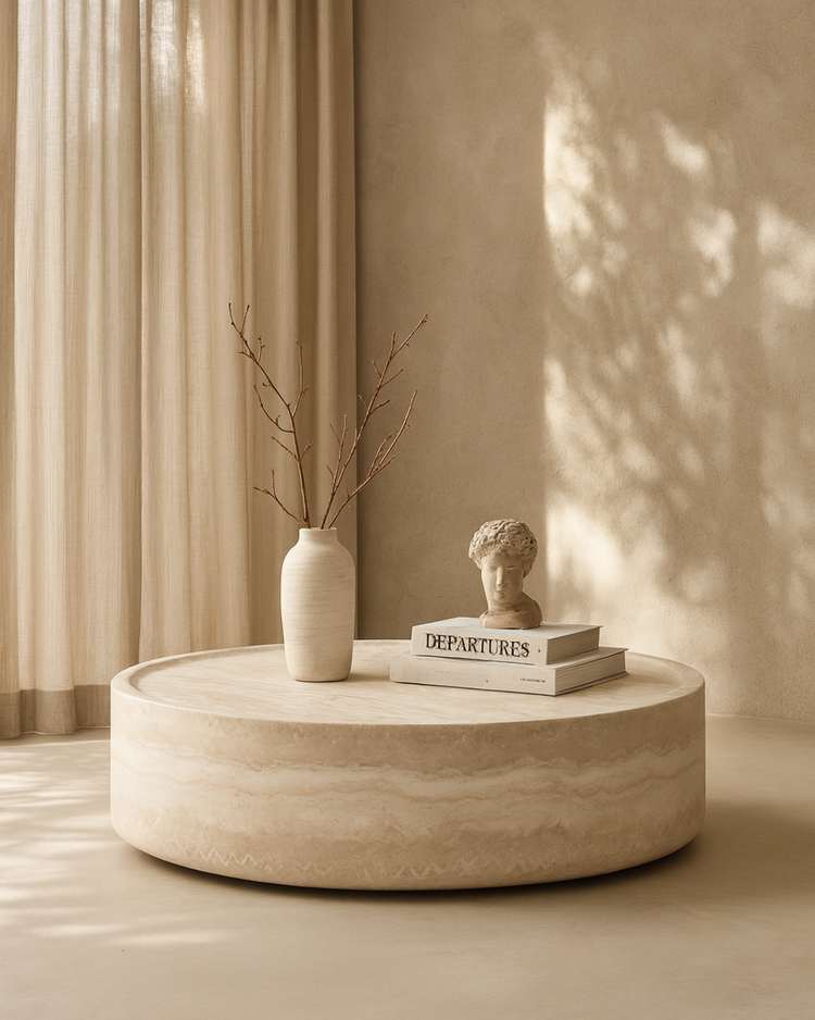 Ciladro Coffee Table - Faux Travertine - Medium – Tommy Franks